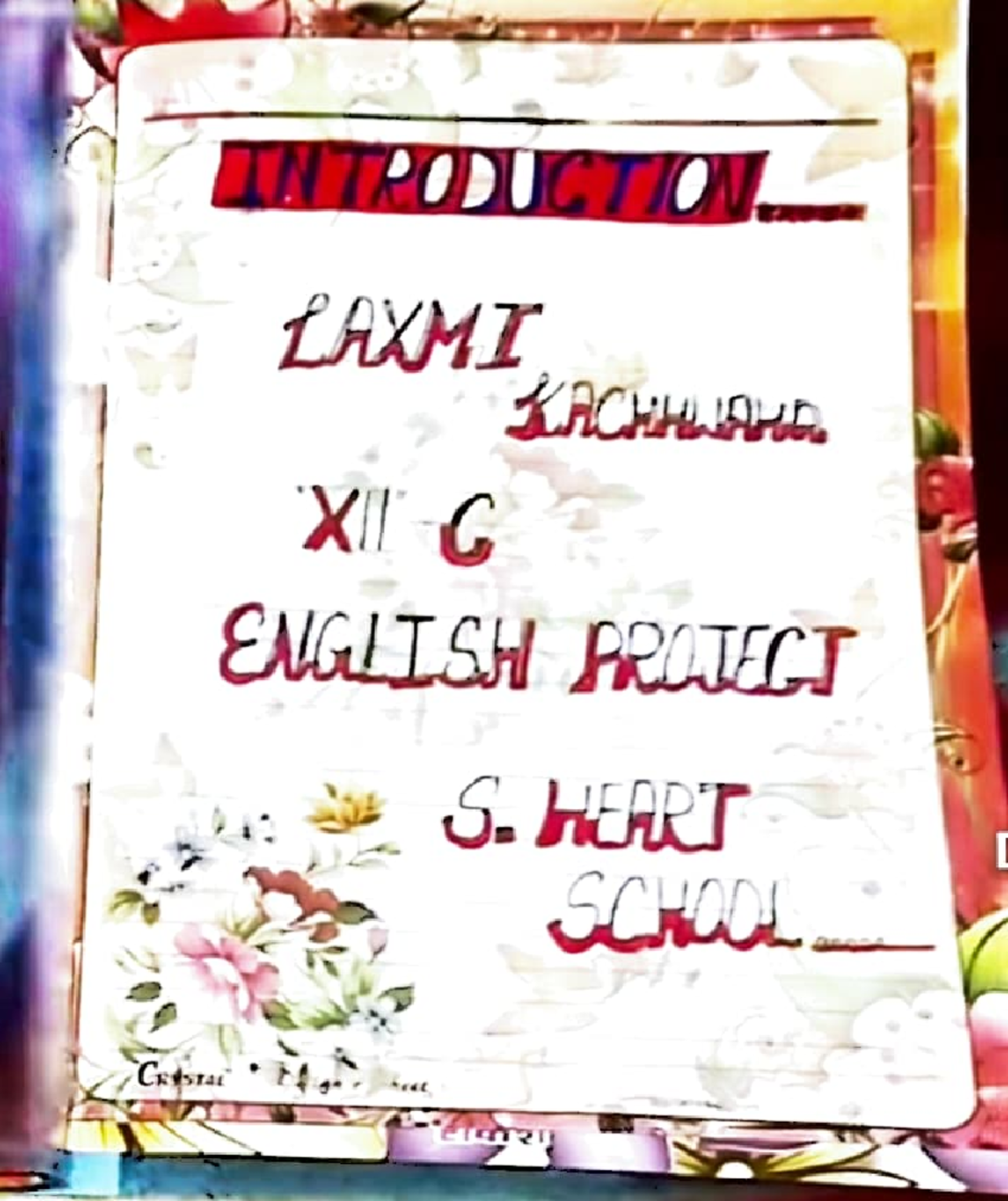 Class 12th English project CBSE - CRsra INTRODUGTO Xl G ENGLTSH RRIECT ...