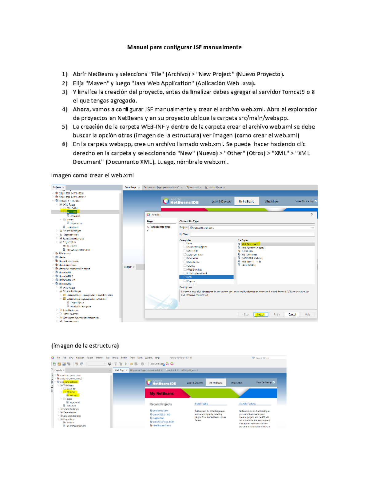 Manual para configurar JSF manualmente - Manual para con昀椀gurar JSF manualmente Abrir NetBeans y ...