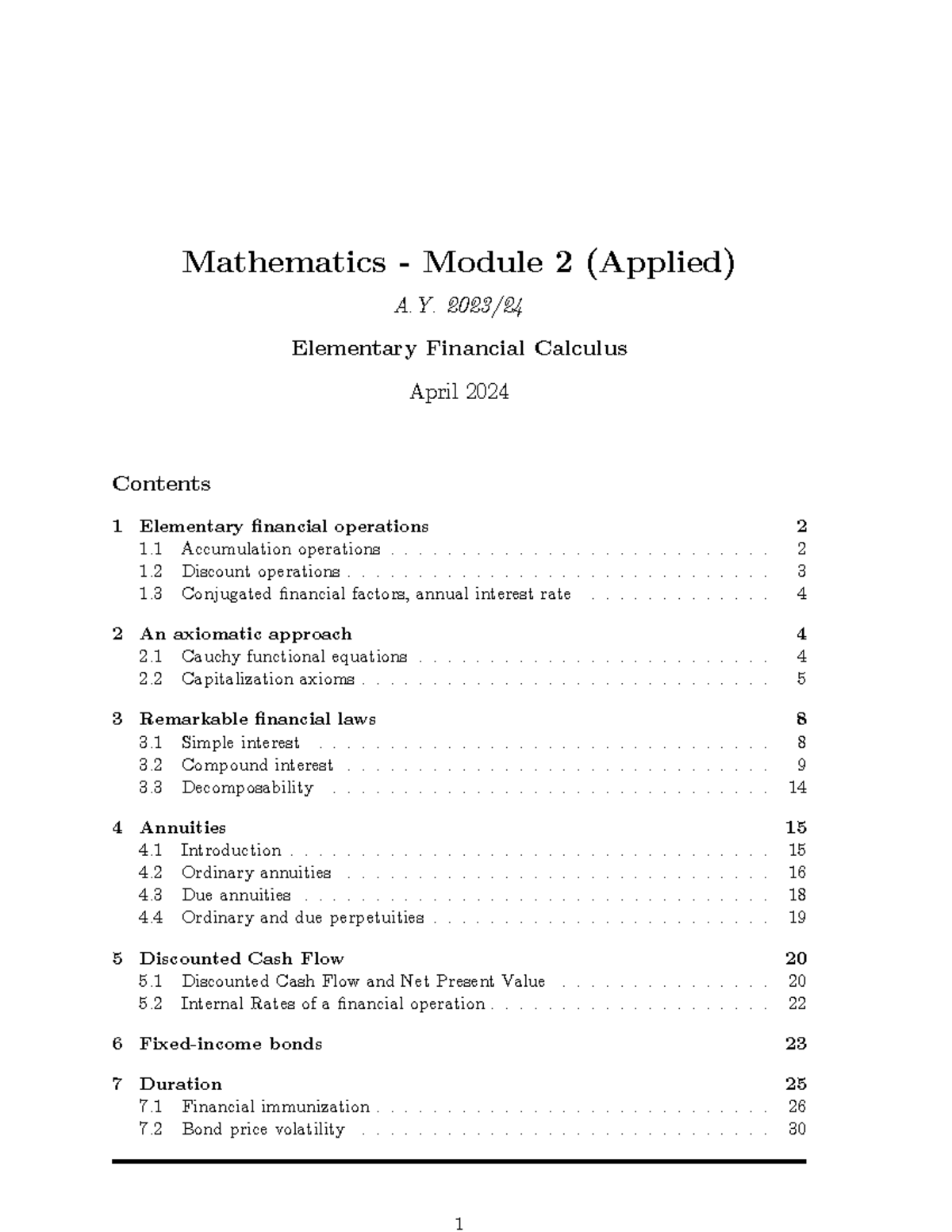Financial Calculus - Mathematics - Module 2 (Applied) - A. 2023 ...
