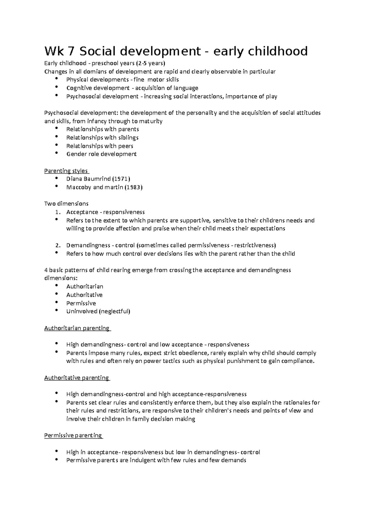 Wk 7 Social development - early childhood - Wk 7 Social development ...