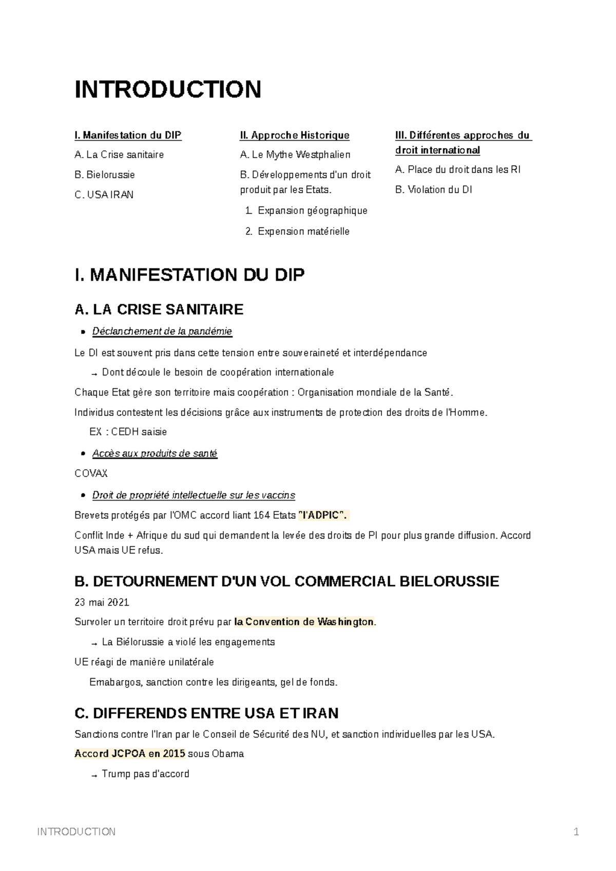 DIP Fiche 1 Introduction - INTRODUCTION 1 INTRODUCTION I. Manifestation ...