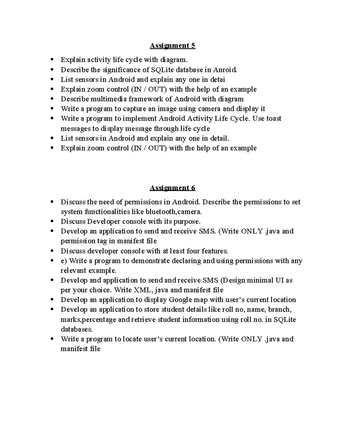 Assignment 5&6 - Assignment 5 Explain activity life cycle with diagram ...