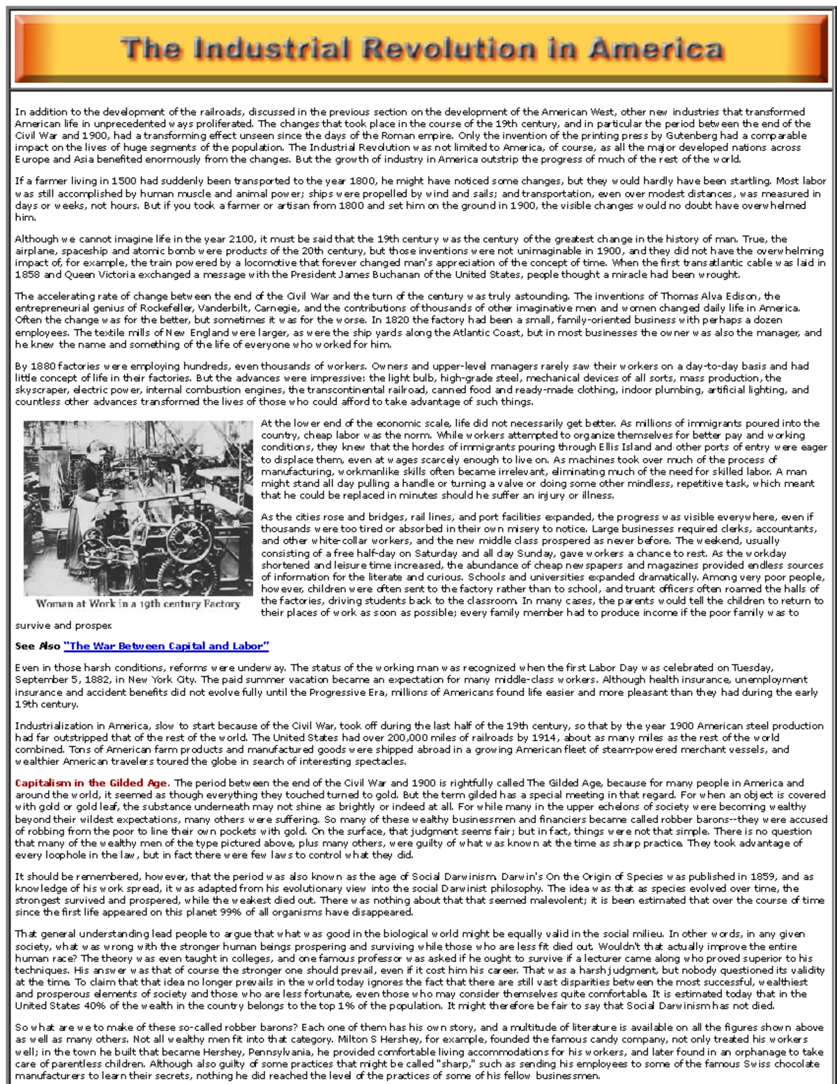 The Industrial Revolution in America - In addition to the development ...