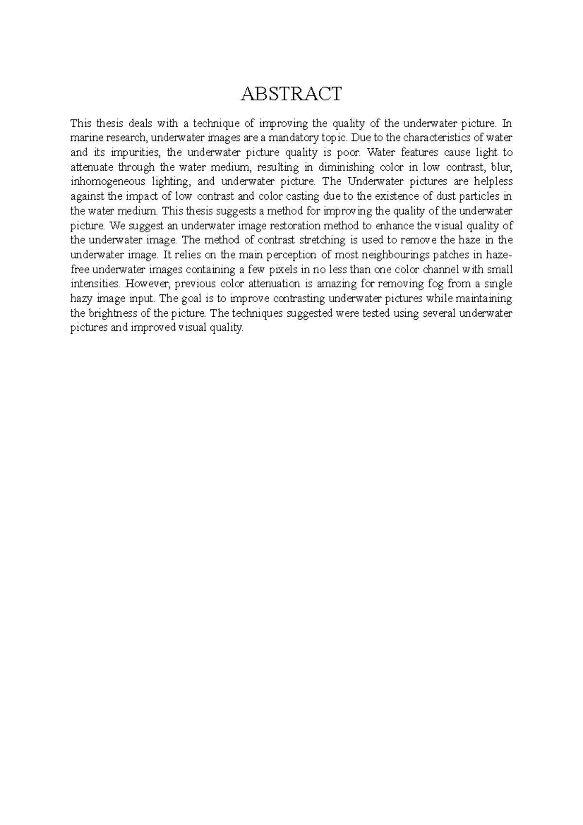 Abstract - research work uploded - ABSTRACT This thesis deals with a ...