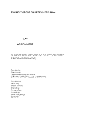 Basics of C++ object oriented programming language - Object oriented programming in C++ - Studocu