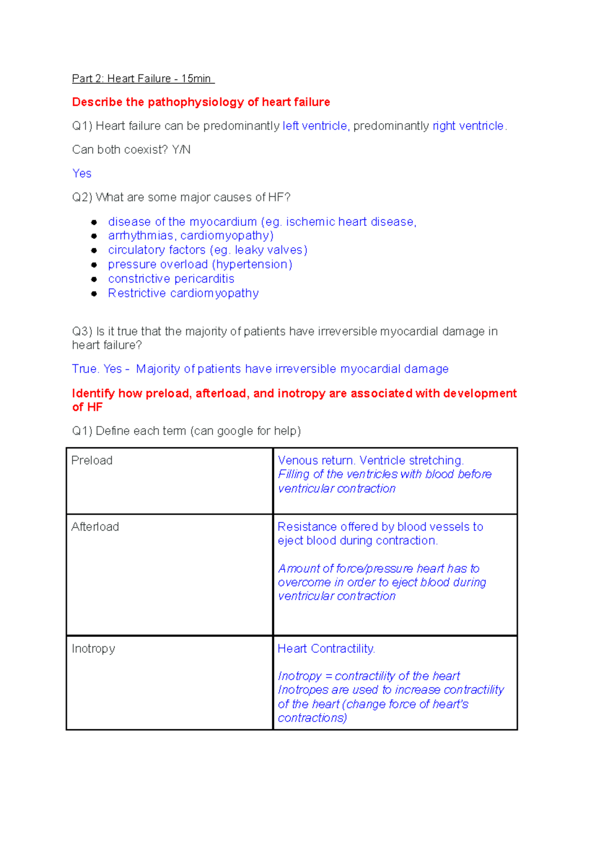 UPass Wk8 HF Student Worksheet - Part 2: Heart Failure - 15min Describe ...