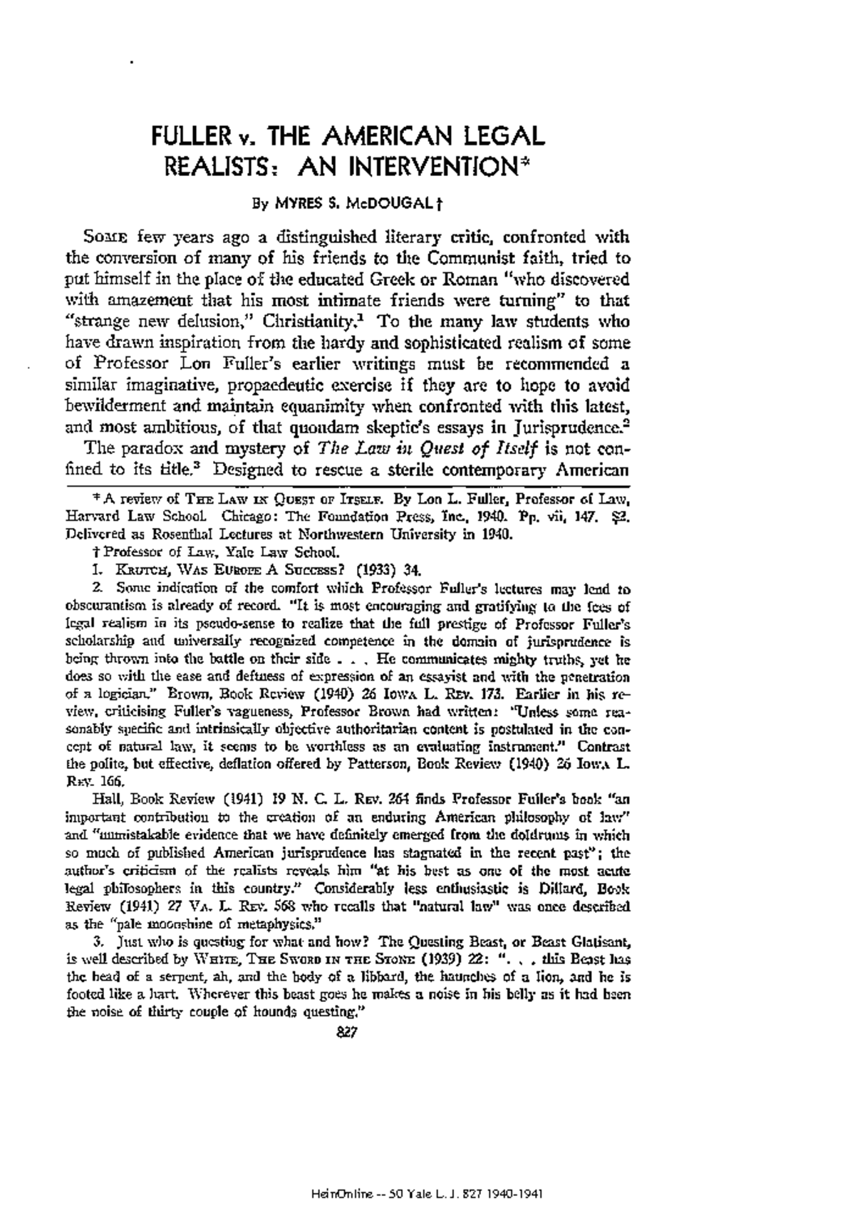 LAW IN A Quest OF Itself - OLIVER HOLMES - FULLER v. THE AMERICAN LEGAL ...