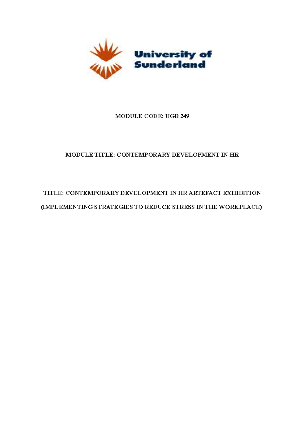 UGB249 report - Copy - Contemporary Developments in HR - MODULE CODE ...