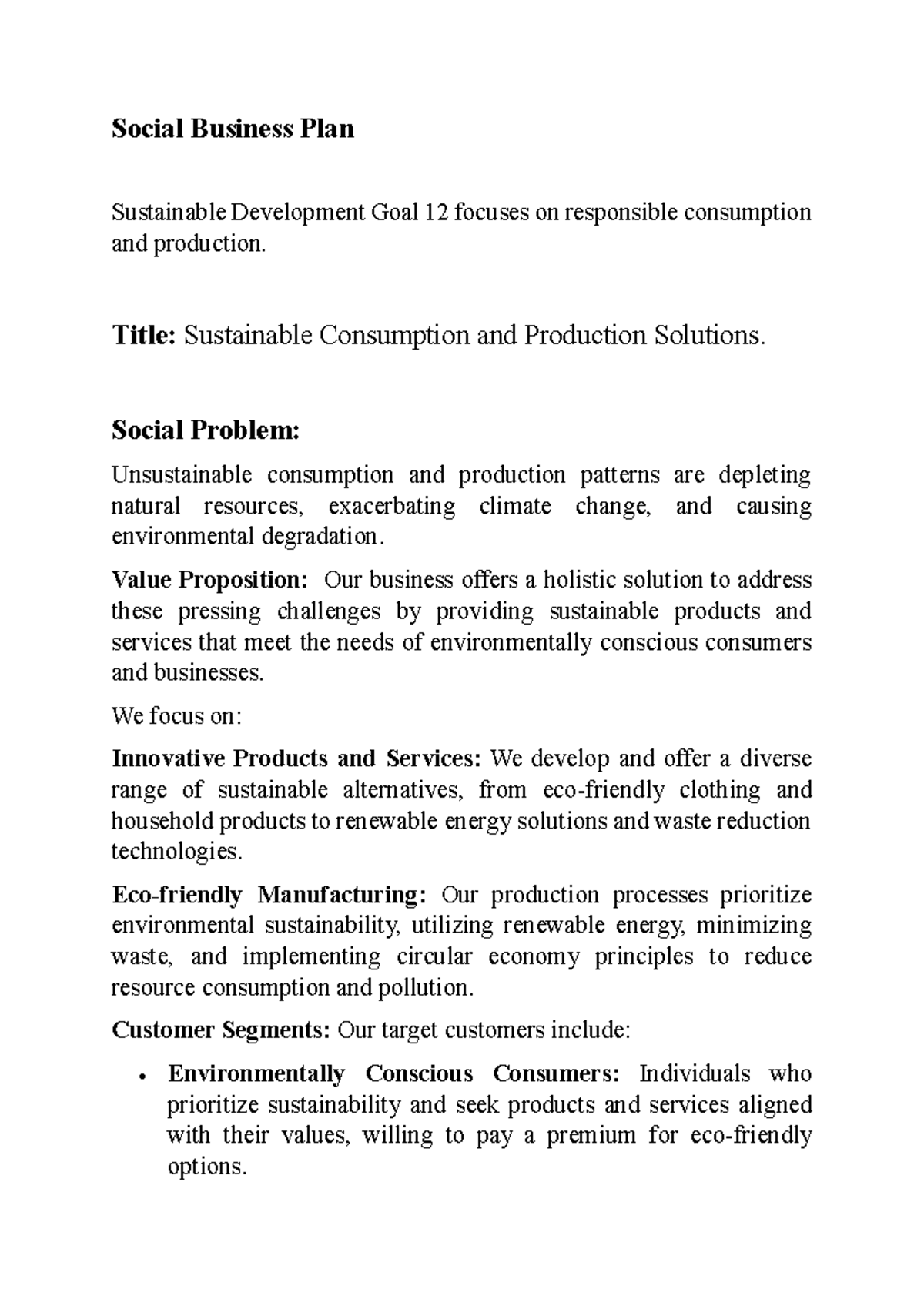 Social Business Plan Hemaraghul - Social Business Plan Sustainable ...