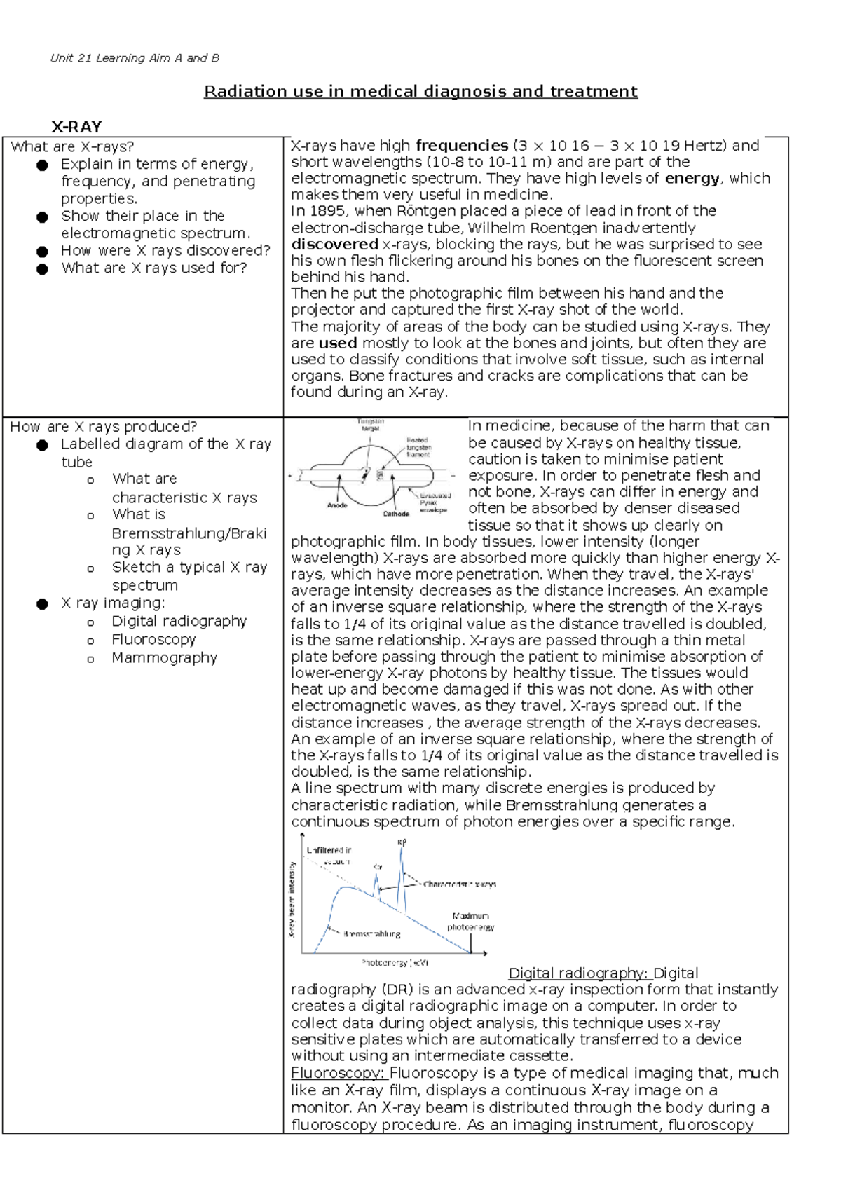 Medical Physics - Year 1 Nursing - Radiation use in medical diagnosis ...
