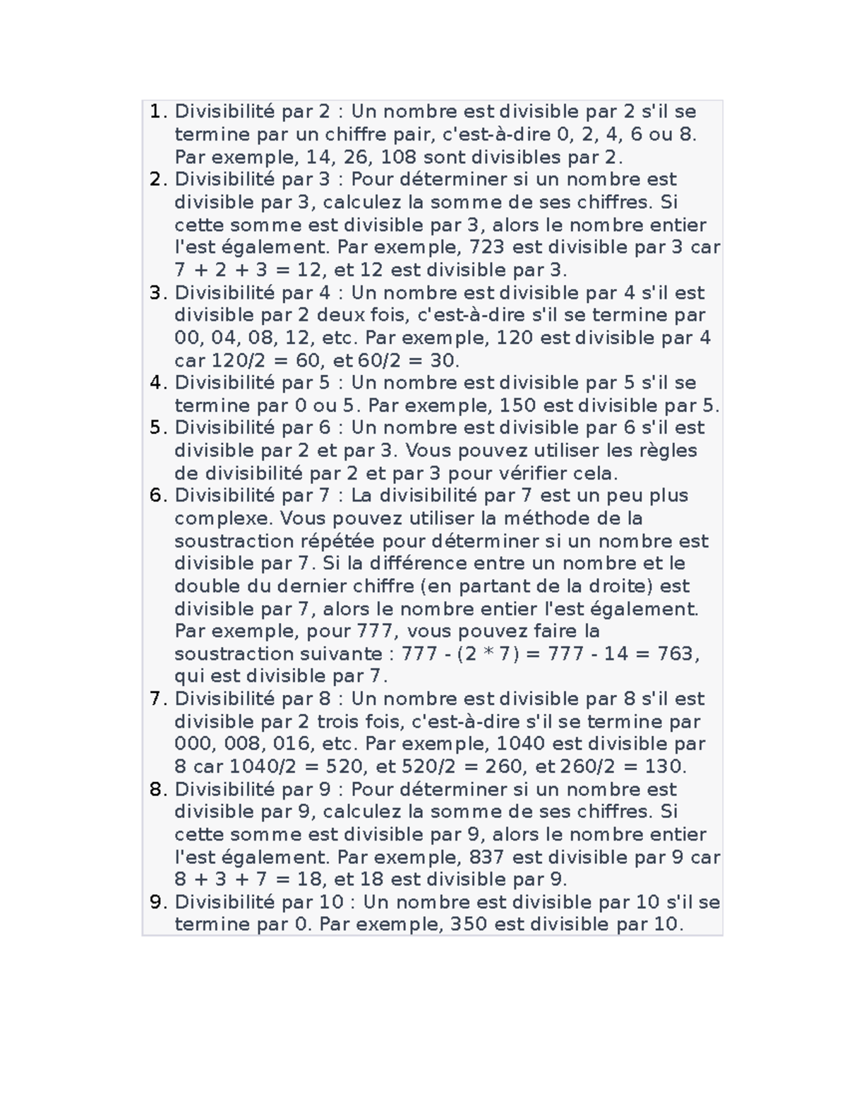 Les diviseur - diviseu :) - Divisibilité par 2 : Un nombre est ...