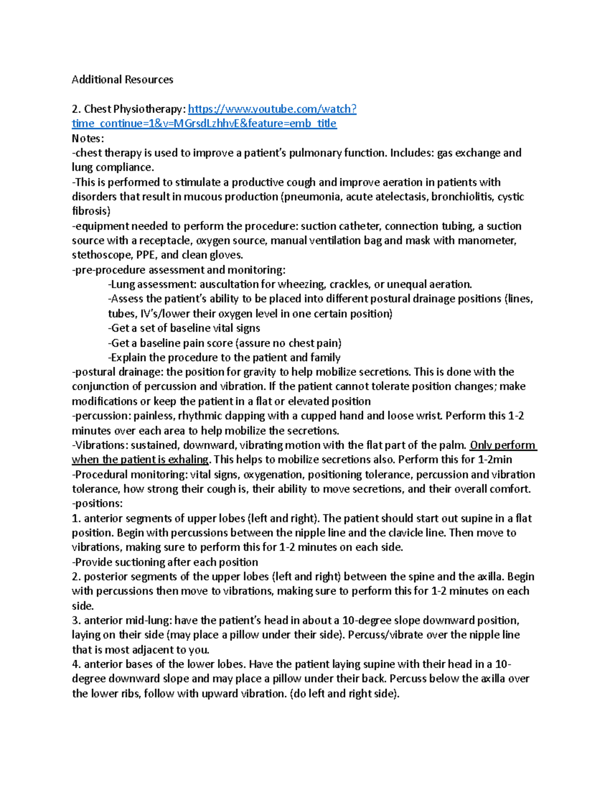 Additional Resources - notes from unit 4 readings - Additional ...