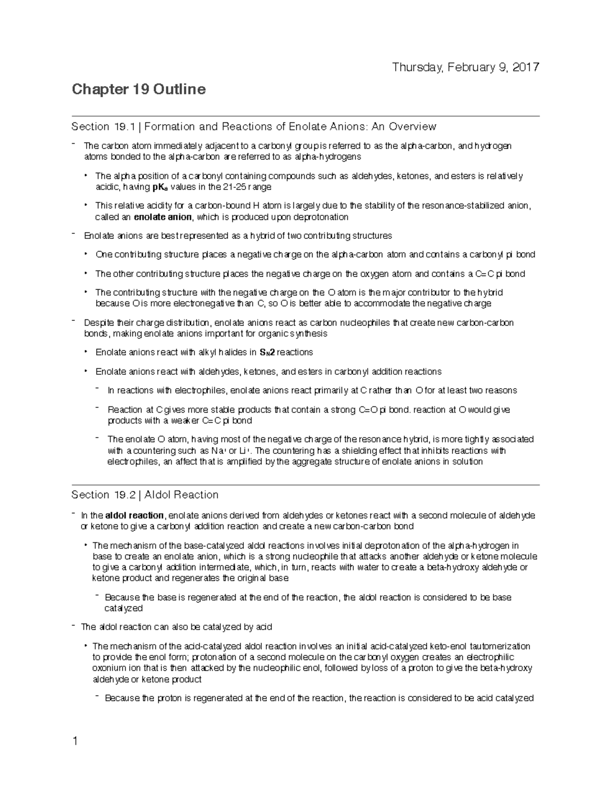 Chapter 19 Outline - Thursday, February 9, 2017 Chapter 19 Outline ...