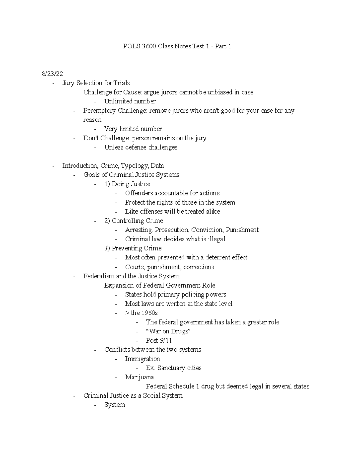 POLS 3600 Class Notes Test 1 - Part 1 - POLS 3600 Class Notes Test 1 ...