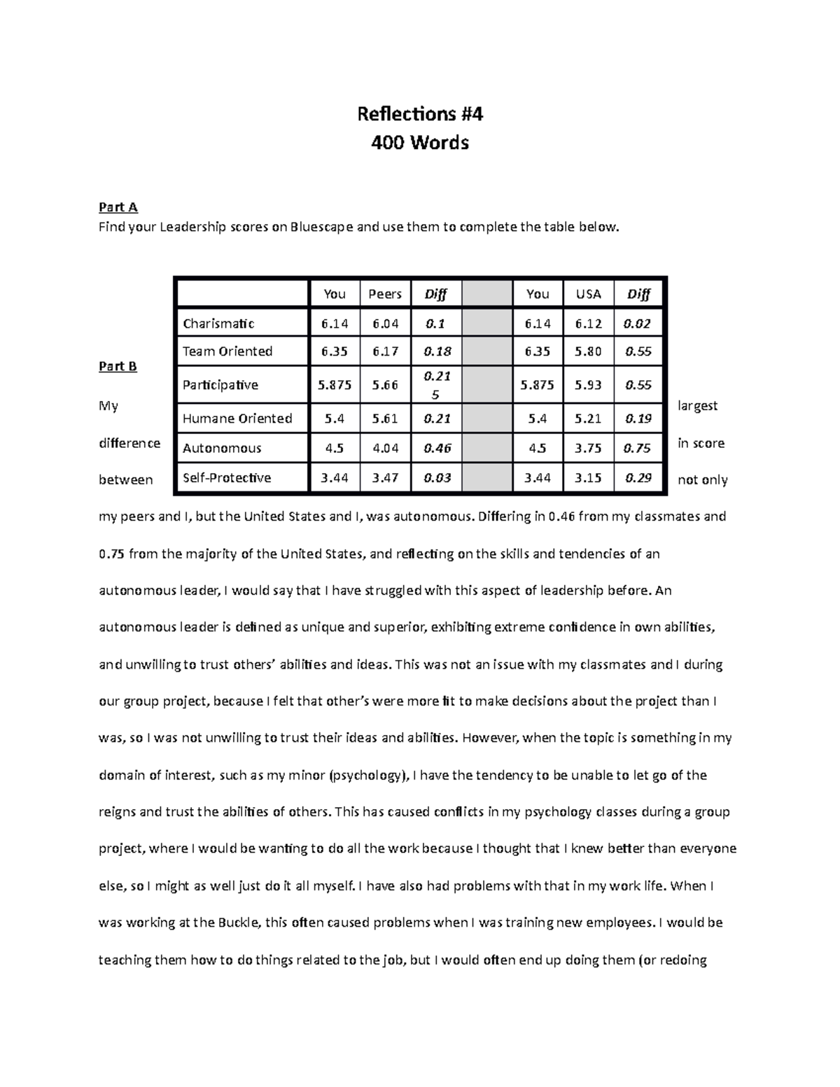 MGT 303 Reflection 4 - Grade: A - Reflections #4 400 Words Part A Find ...