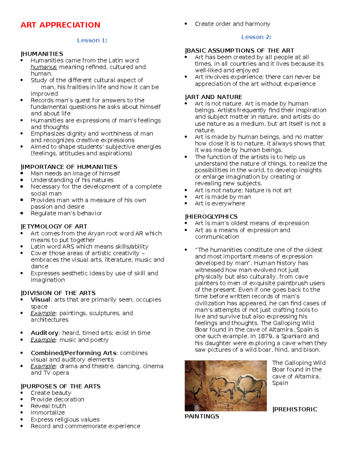 ART- Appreciation- Prelim - ART APPRECIATION Lesson 1: |HUMANITIES ...