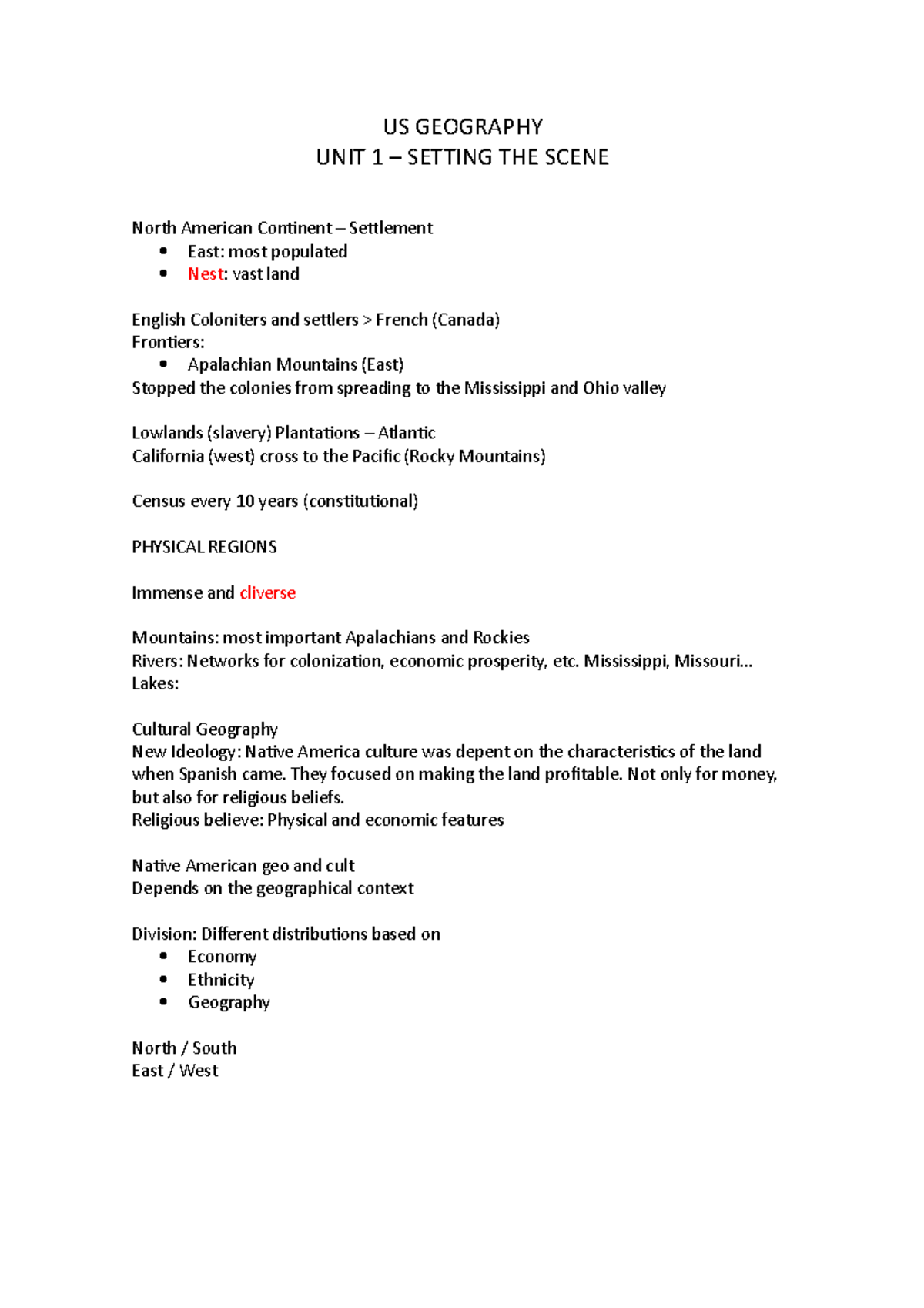 Cultura USA - US GEOGRAPHY UNIT 1 – SETTING THE SCENE North American ...