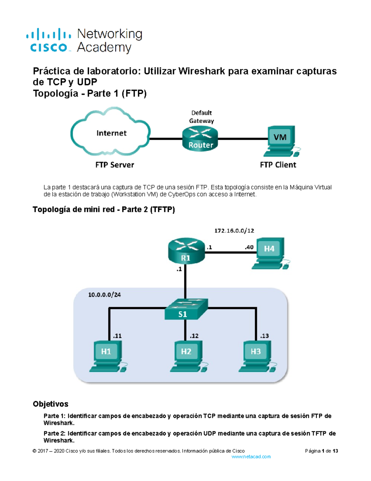 10.4.3 Lab - Using Wireshark to Examine TCP and UDP Captures - Práctica de laboratorio: Utilizar ...