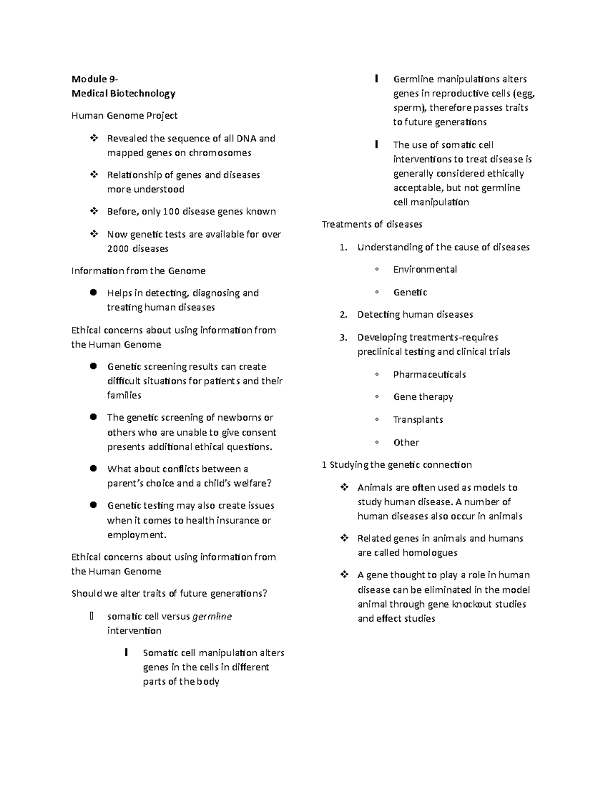 Module 9 medical Biotecch - Module 9- Medical Biotechnology Human ...