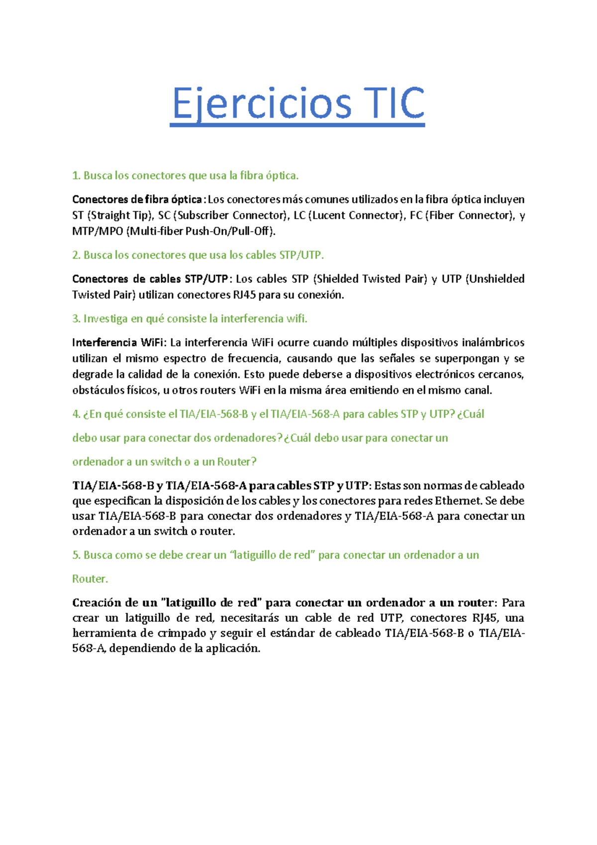 Ejercicios TIC - ejer - Ejercicios TIC Busca los conectores que usa la fibra óptica. Conectores ...
