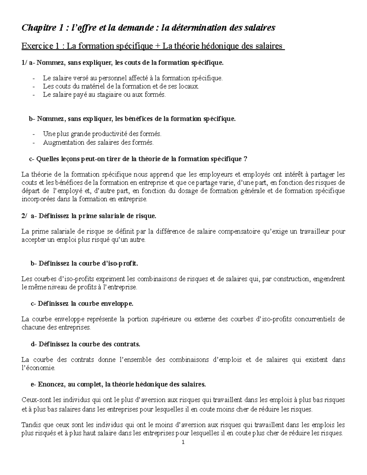 Corrigé des exercices préparatoires au final faits par moi - Chapitre 1 ...