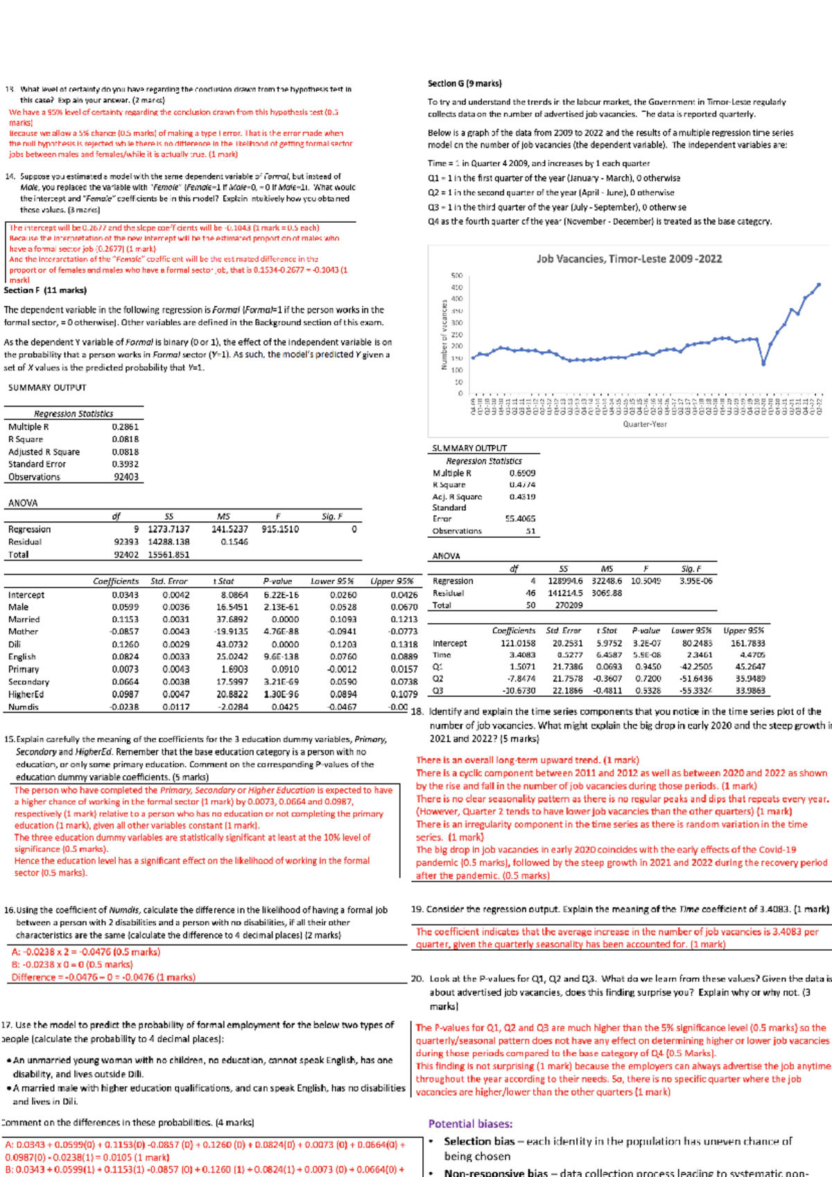 Bus stats cheat sheet p2 - Section G (9 marks) 13. What level of ...