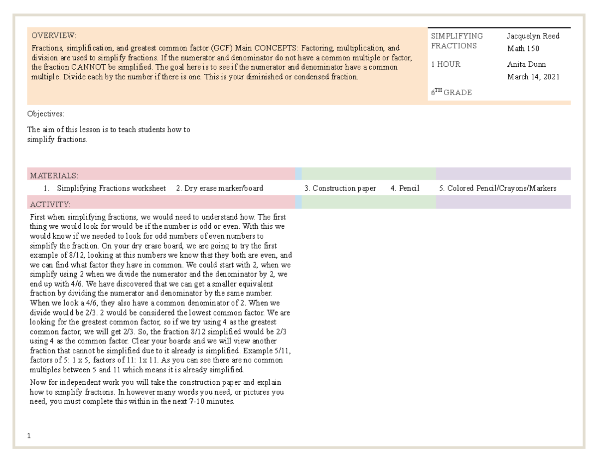 Lesson Plan 2 Final - This should give someone a start. I was lost. I ...