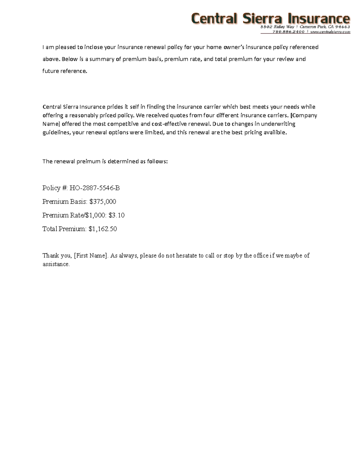 Renewal Letter-01 - chapter questions - I am pleased to inclose your ...