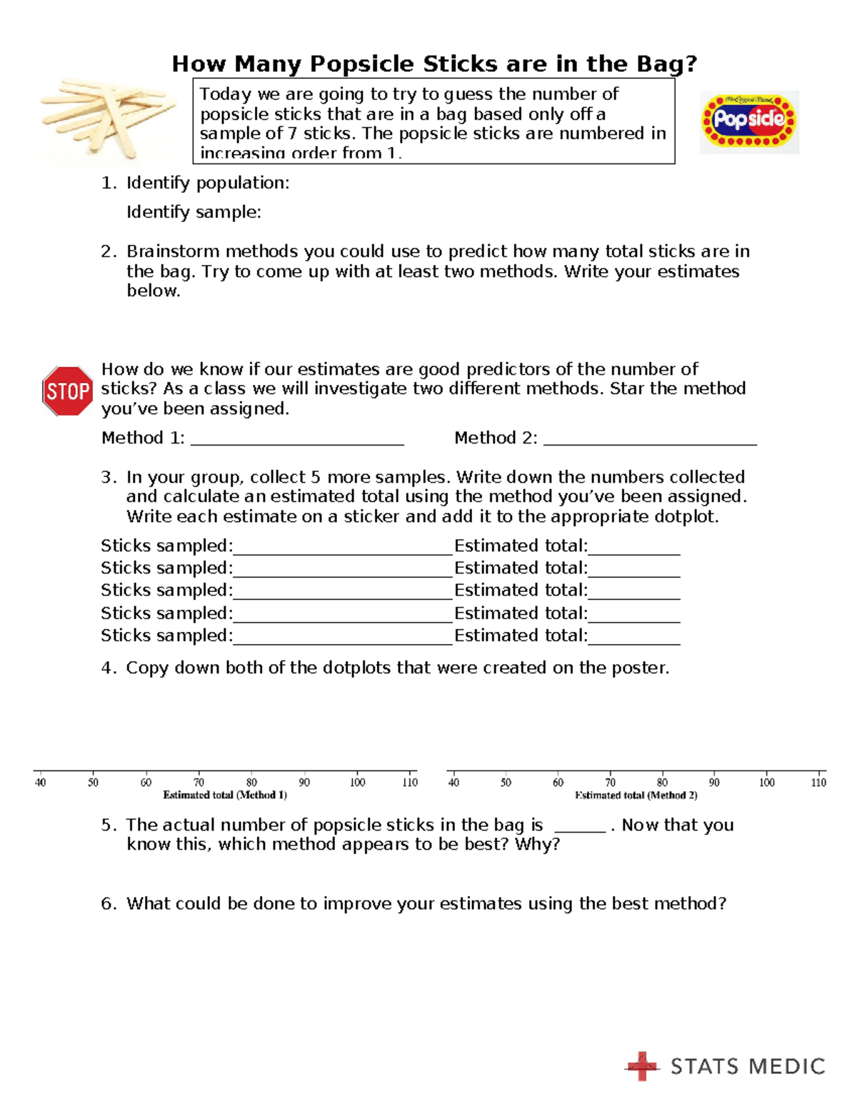 Lesson 7.2 - Intro Stats - Stats Medic - How Many Popsicle Sticks are ...