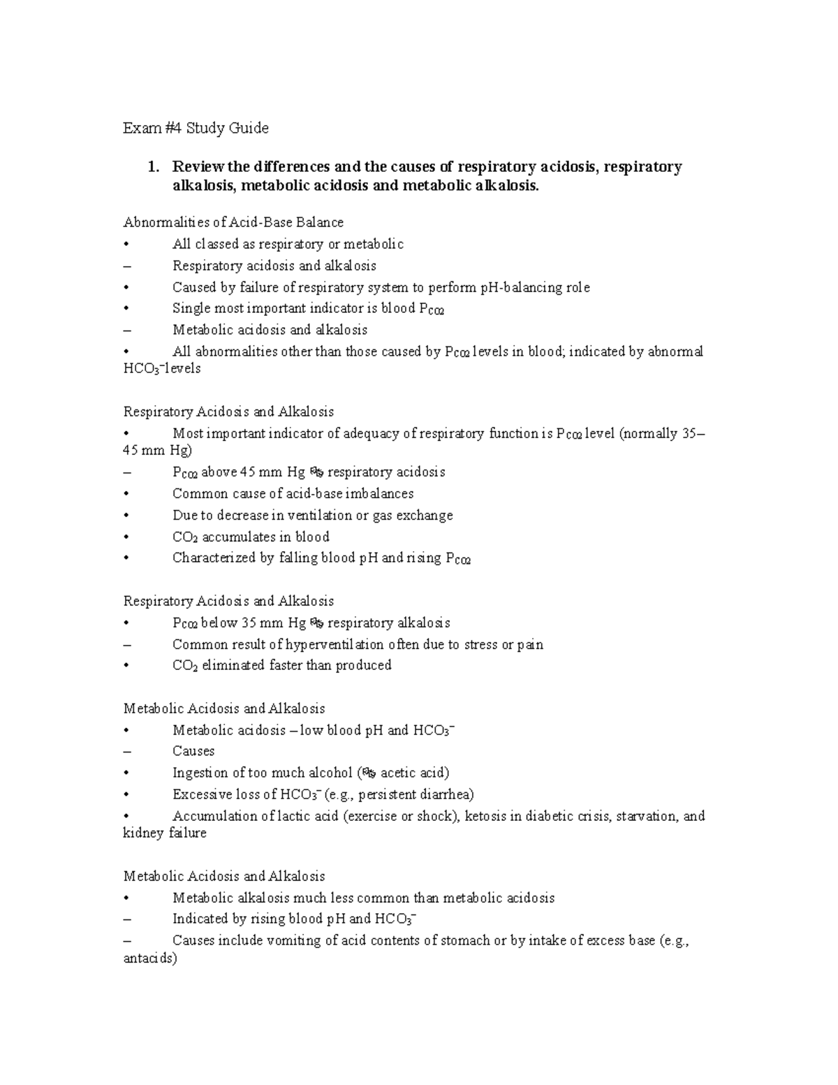 Exam 4 Study Guide - renal - Exam #4 Study Guide 1. Review the ...