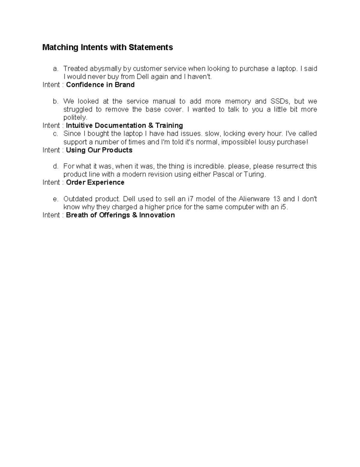 Jeshuran Part B - Notes - Matching Intents with Statements a. Treated ...