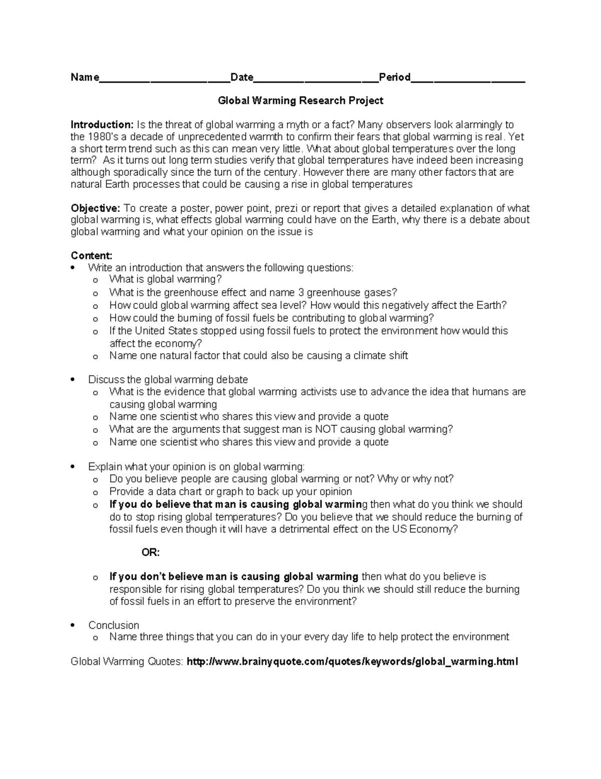 Global warming research project - Spring 2015 - - Studocu