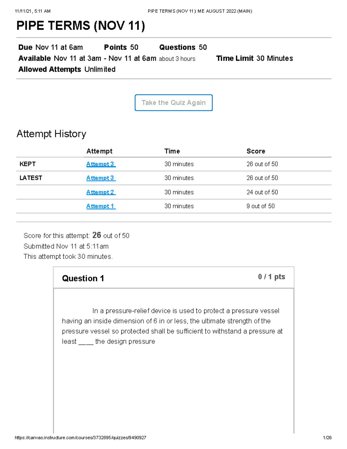 PIPE Terms -1 - BSME - PIPE TERMS (NOV 11) Due Nov 11 at 6am Points 50 ...