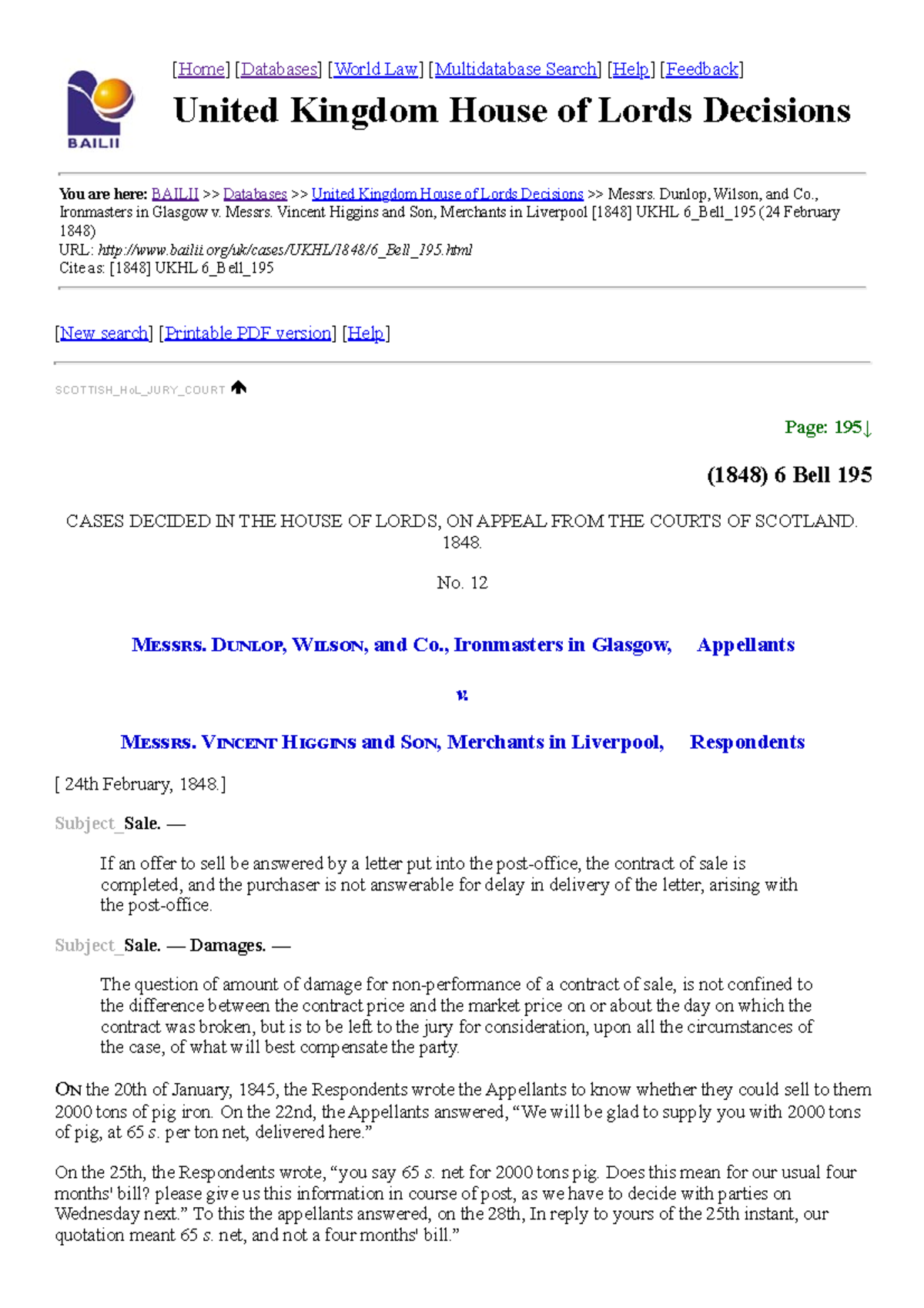 Messrs. Dunlop, Wilson, and Co., Ironmasters in Glasgow v. Messrs ...