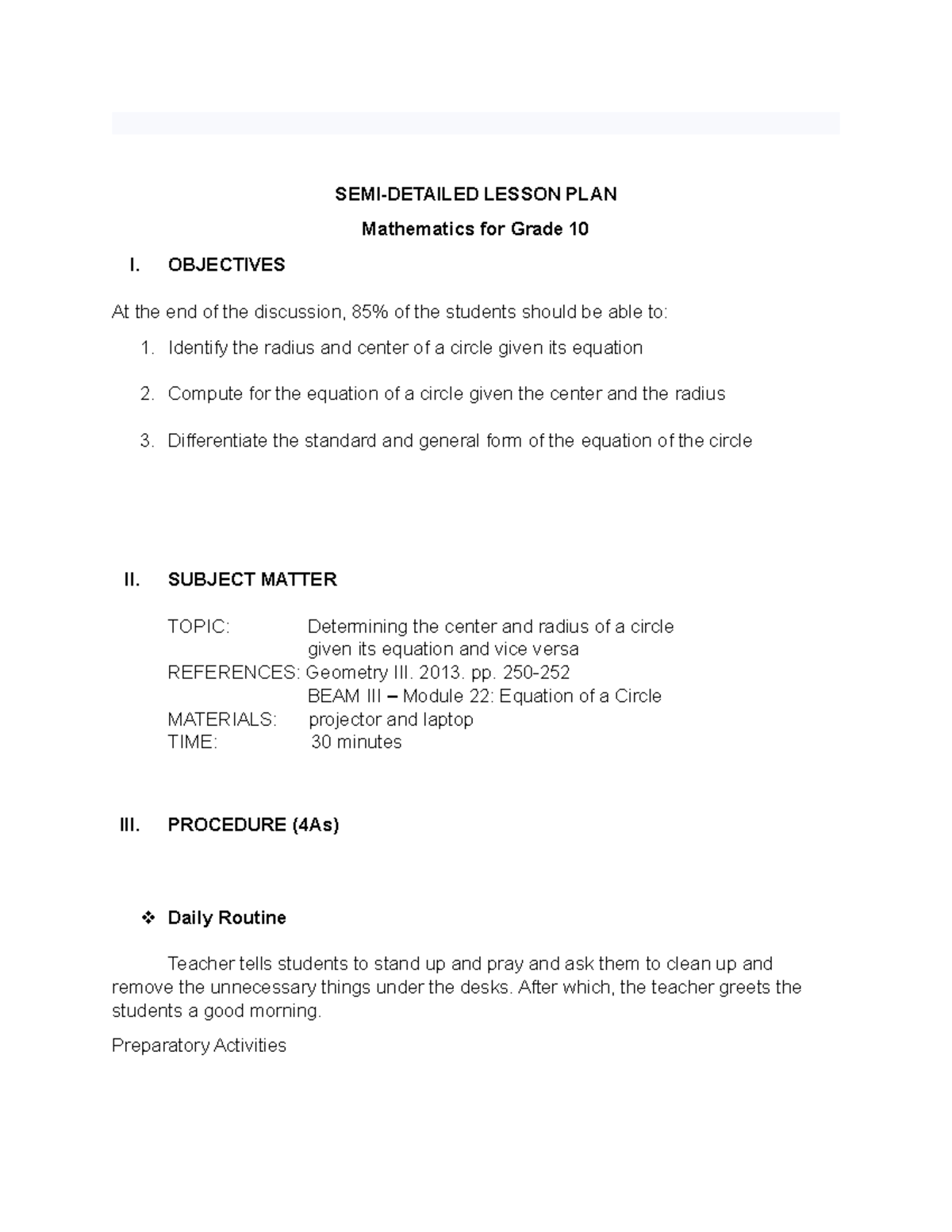 Inbound 7740738930819216960 - SEMI-DETAILED LESSON PLAN Mathematics for ...