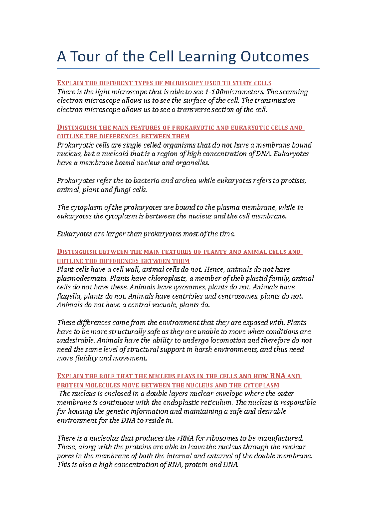 A Tour of the Cell Learning Outcomes - The scanning electron microscope ...