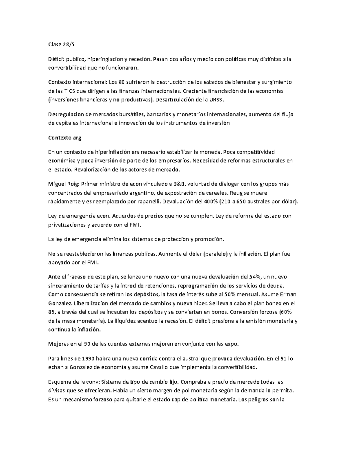 Apunte de clase calse clase ase calse - Clase 28/ Déficit publico ...