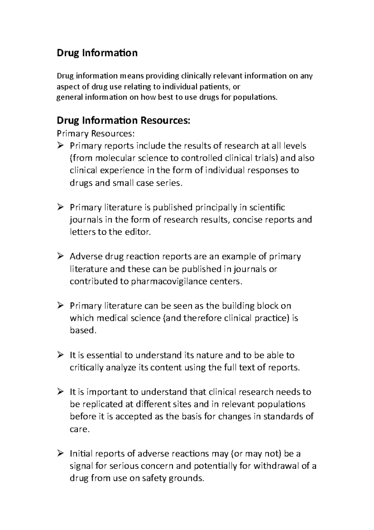 Drug Information - clinical pharmacy - Drug Information Drug ...
