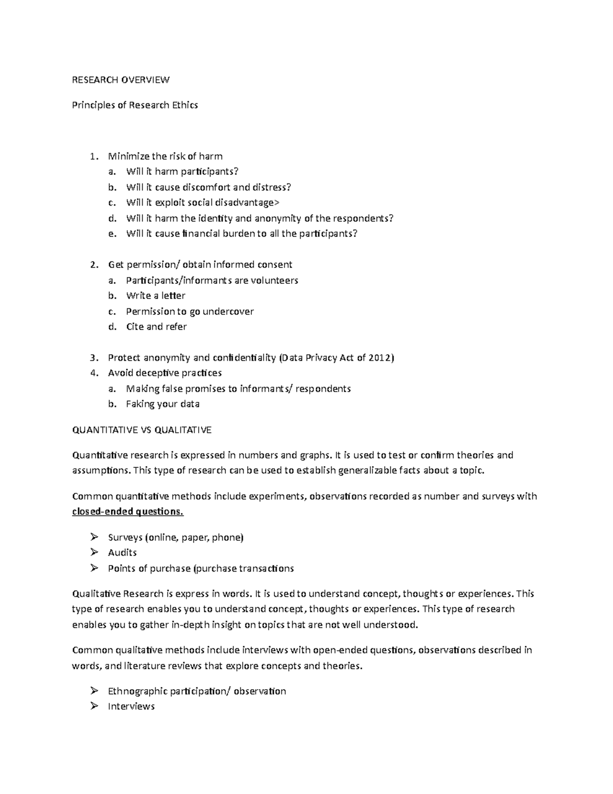 Research Overview - - Studocu