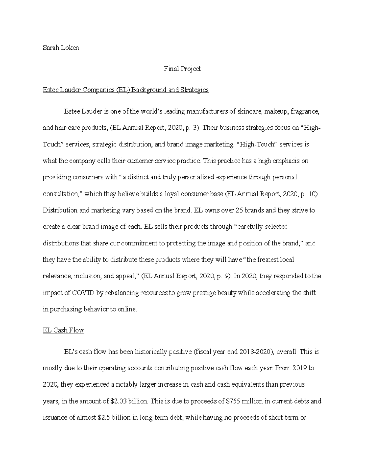 Loken Finalwc - final project - Sarah Loken Final Project Estee Lauder ...