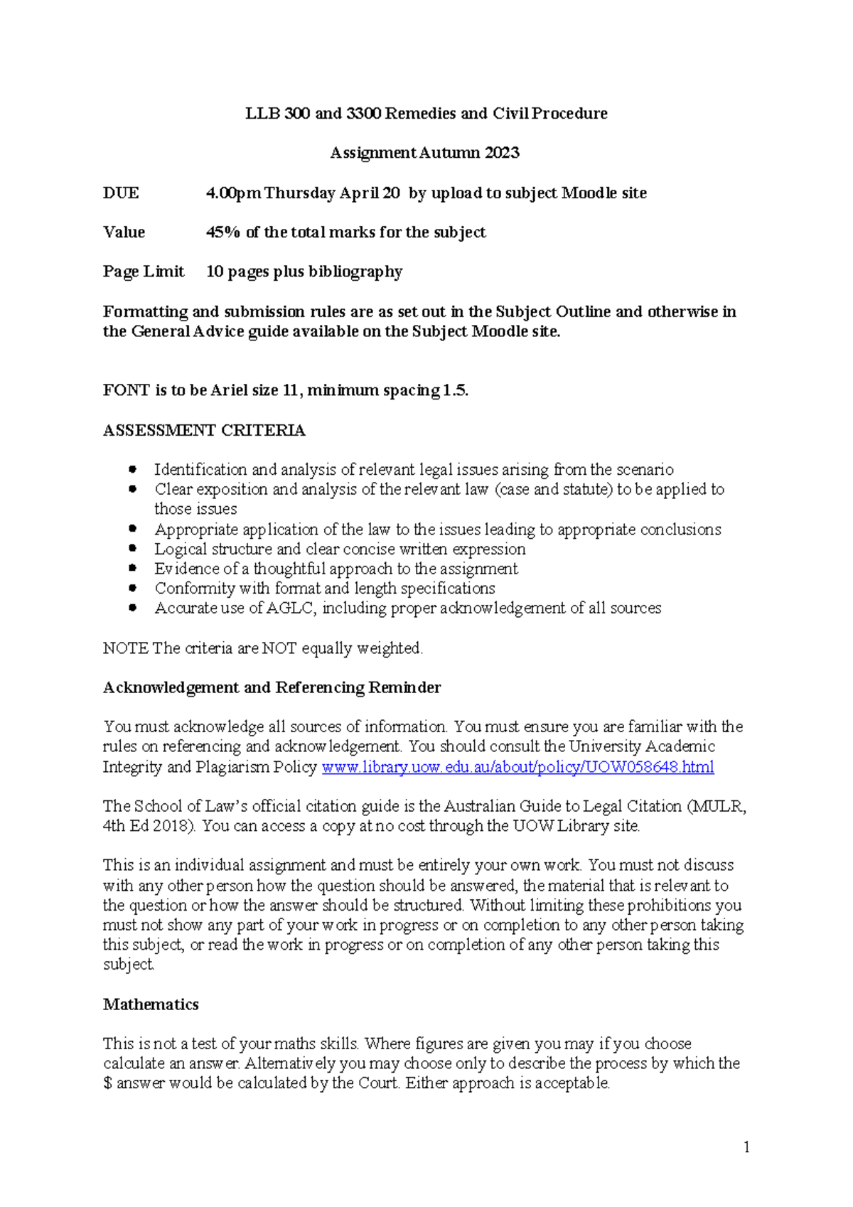 2023 Assignment Llb 300 And 3300 Remedies And Civil Procedure Assignment Autumn 2023 Due 4