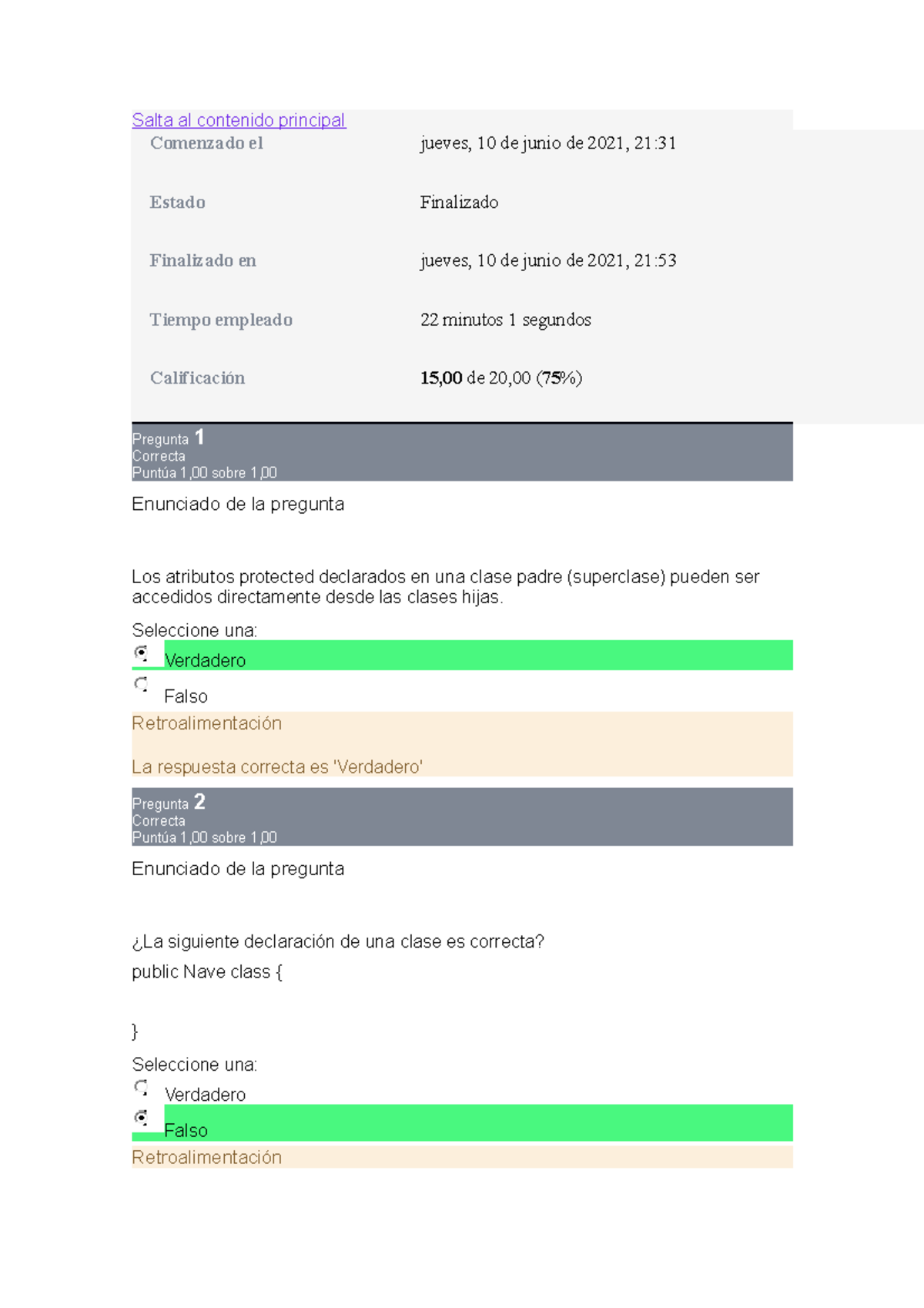 Examen Final Java - practica - Salta al contenido principal Comenzado ...