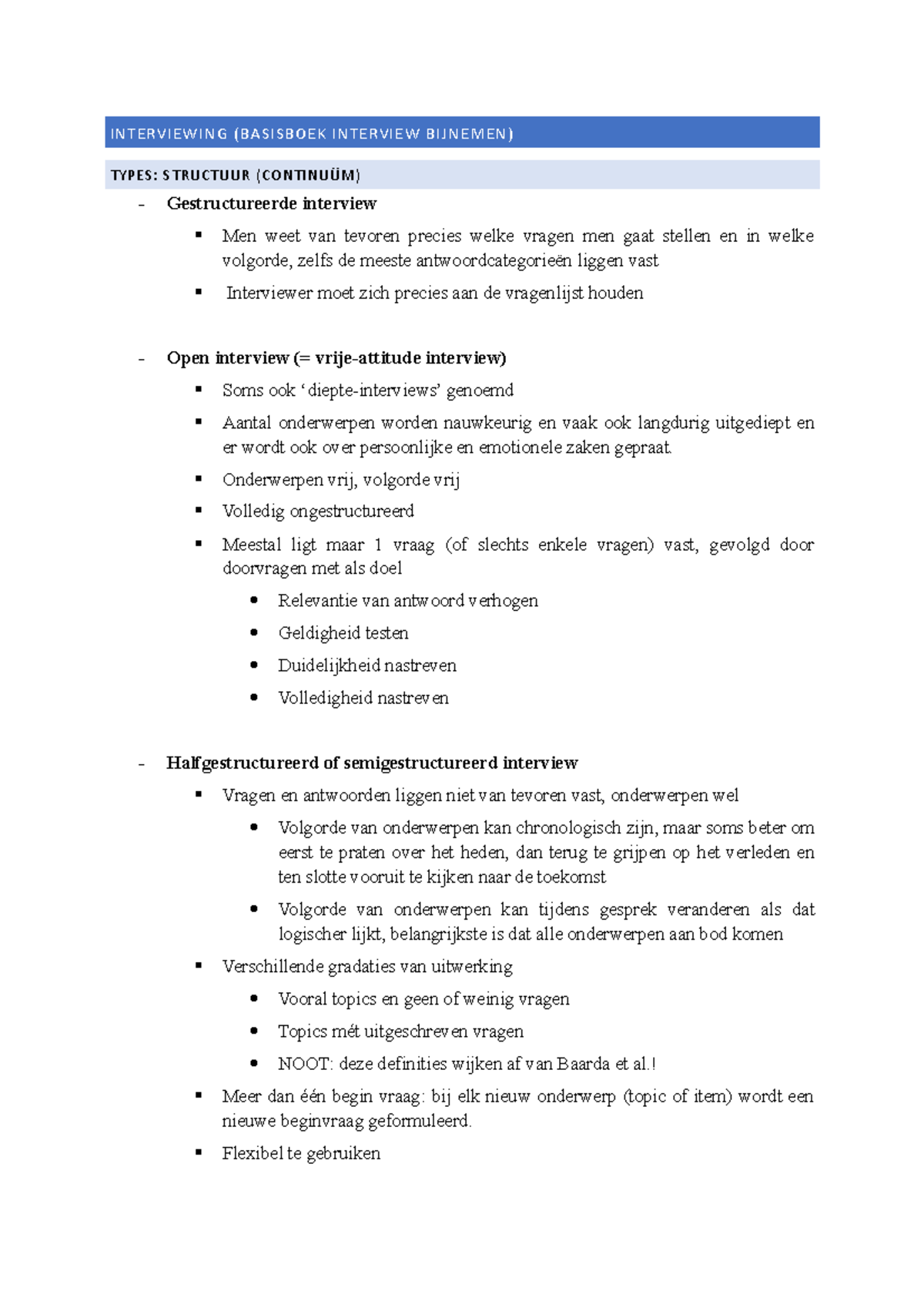 Interviewing - INTERVIEWING (BASISBOEK INTERVIEW BIJNEMEN) TYPES ...