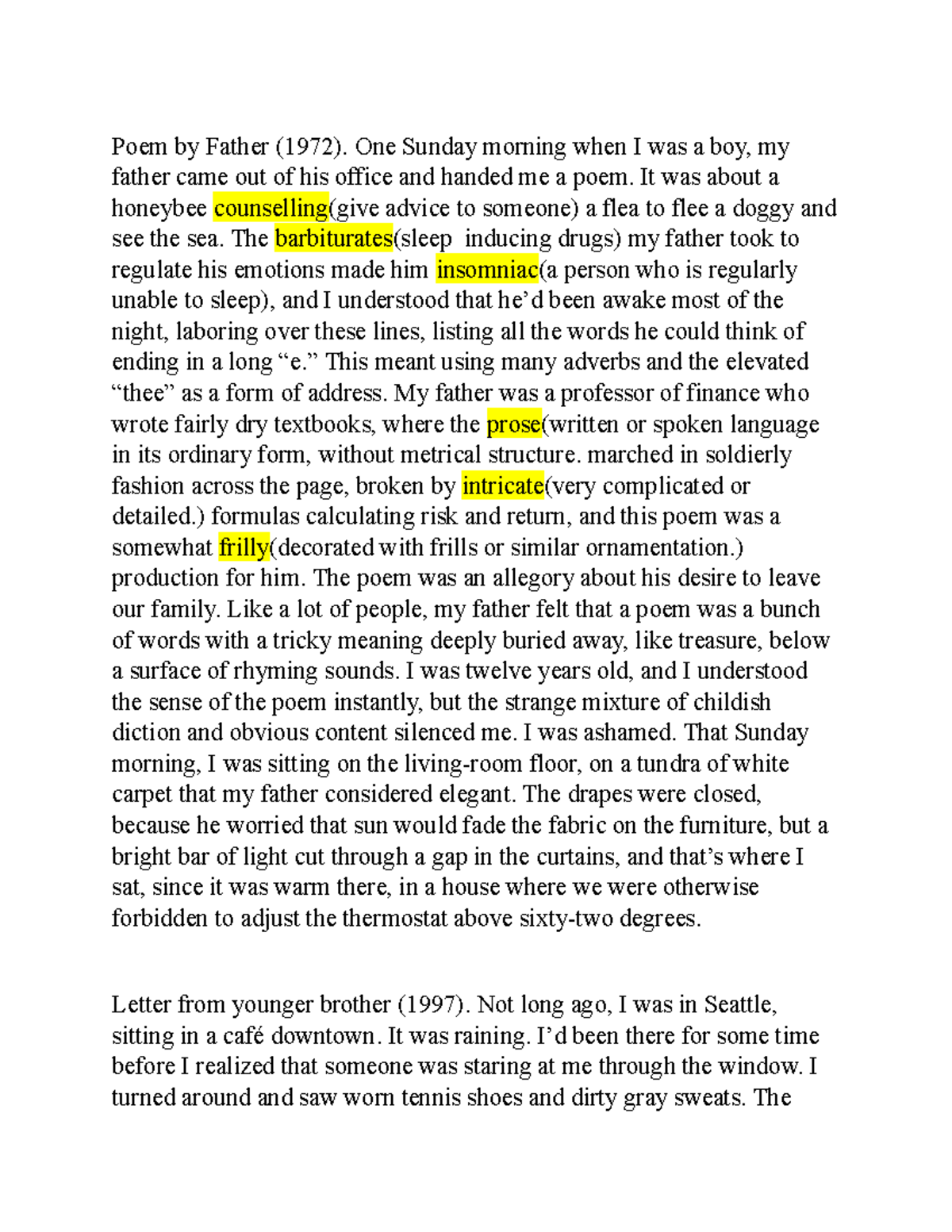 POEM - nate - kkl ssm,,v - Poem by Father (1972). One Sunday morning ...