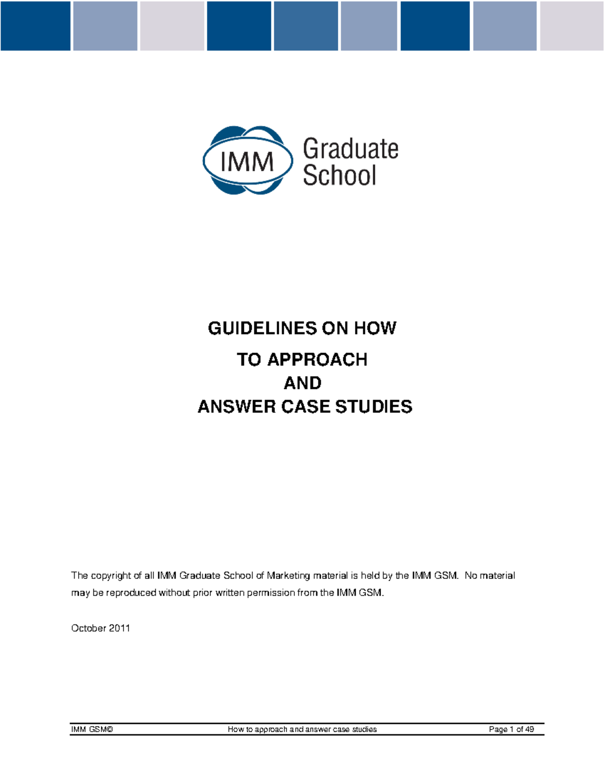 Guidelines on how to approach and answer case studies - GUIDELINES ON ...