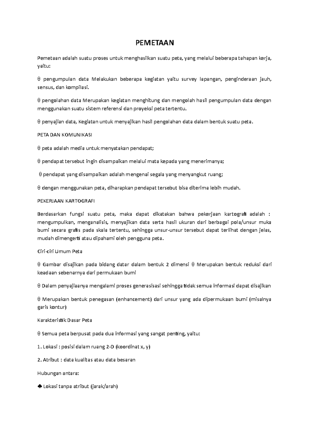 Pemetaan - PEMETAAN Pemetaan adalah suatu proses untuk menghasilkan ...