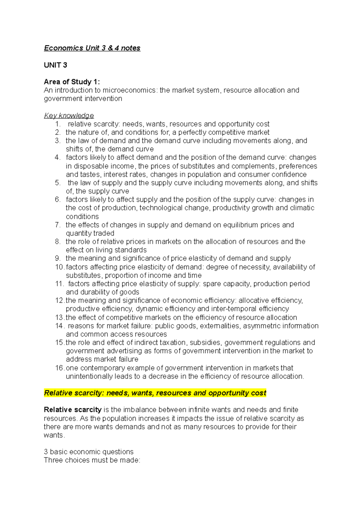 4NPB mega doc u3aos1 - notes - Economics Unit 3 & 4 notes UNIT 3 Area ...