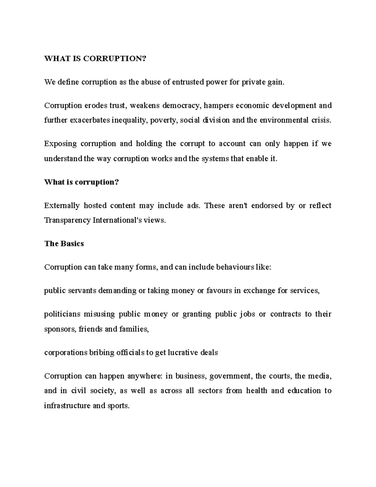 WHAT IS Corruption and how to fight it - WHAT IS CORRUPTION? We define ...