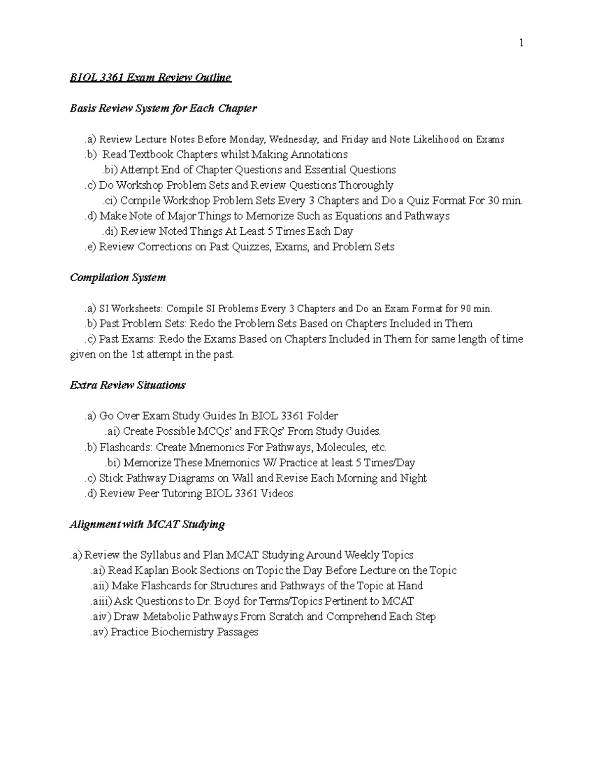 BIOL 3361 Exam Study Outline Fall 2022 - 1 BIOL 3361 Exam Review ...