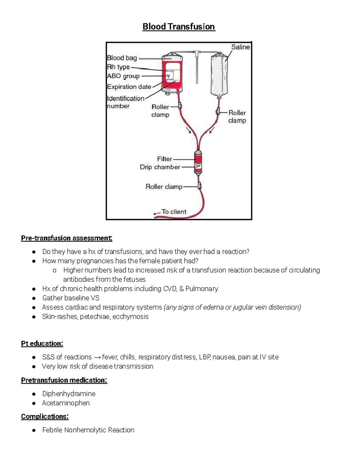 Blood Administration Steps - Blood Transfusion Pre-transfusion ...